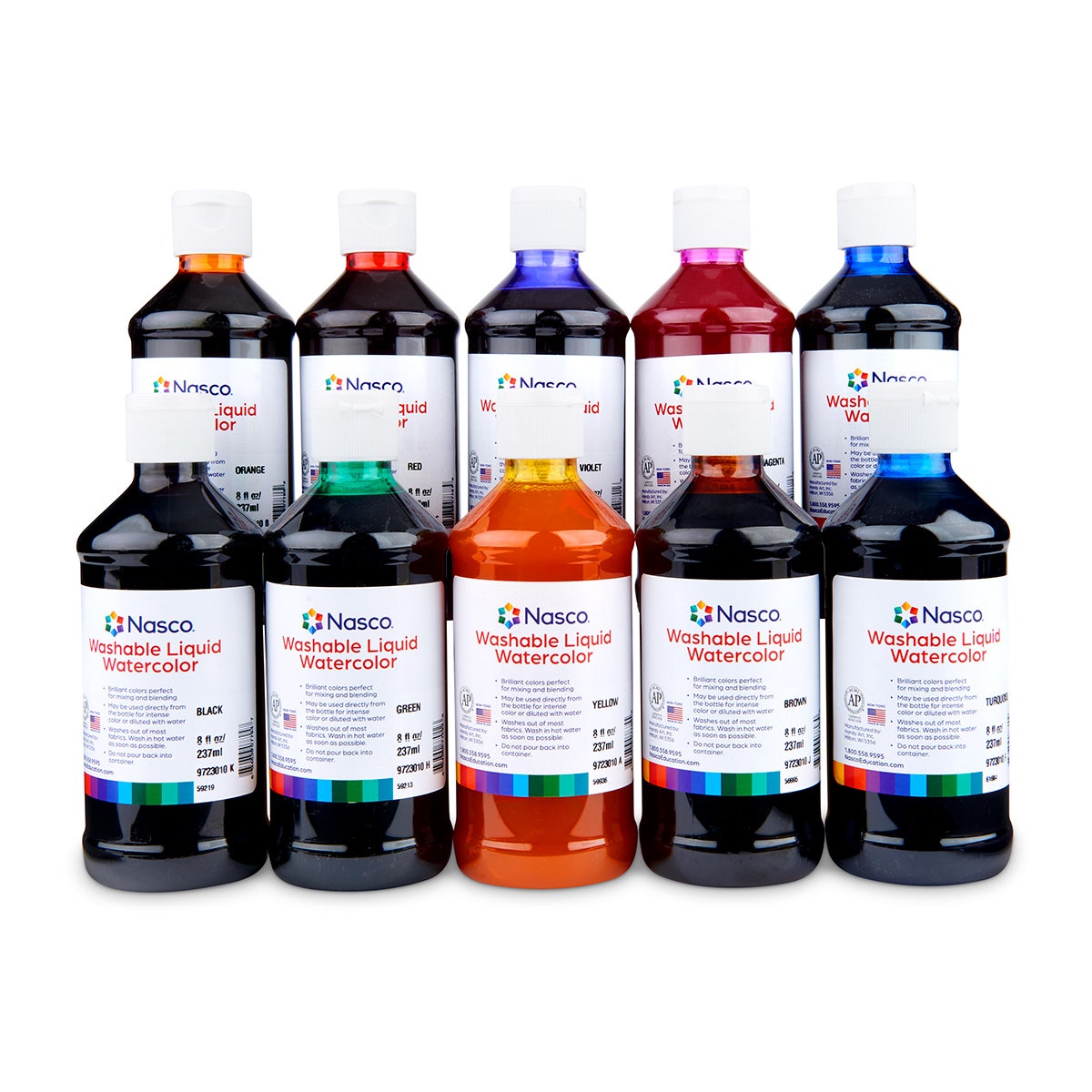 Nasco Washable Liquid Watercolors, 8 oz. Bottles - Set of 10 - Nasco ...