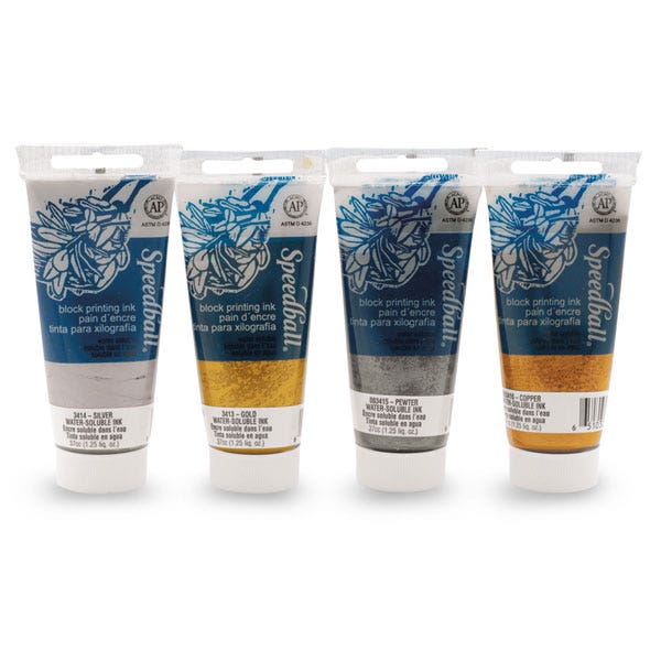 Speedball® Metallic Block Printing Inks - Set of 4 - 1.25 oz.