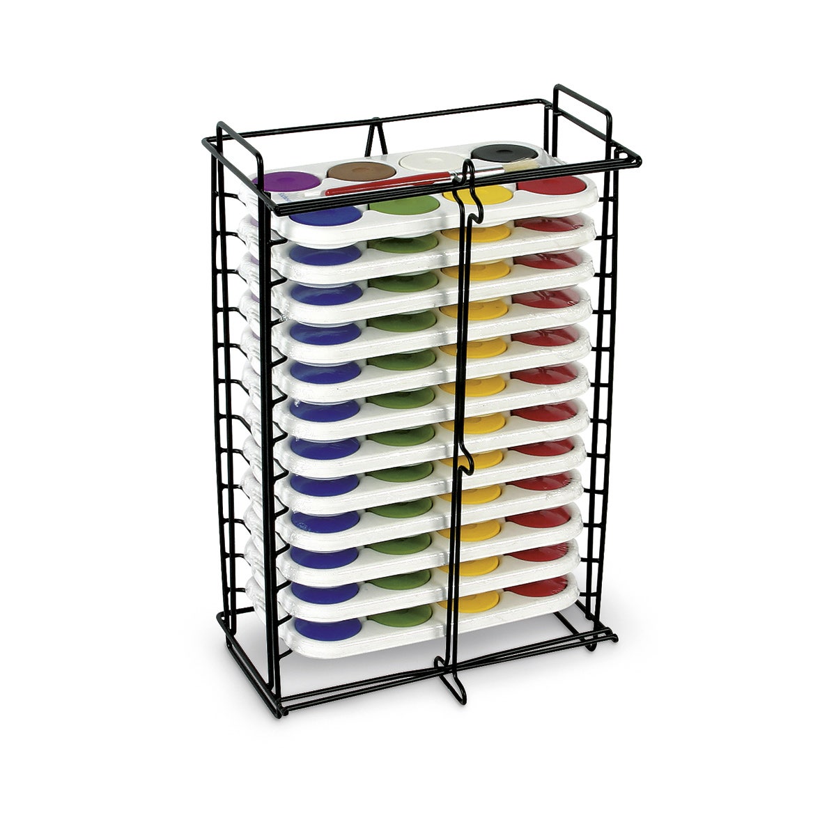 Display Rack with Tempera Cakes and Palettes - Set of 12 - Nasco Education