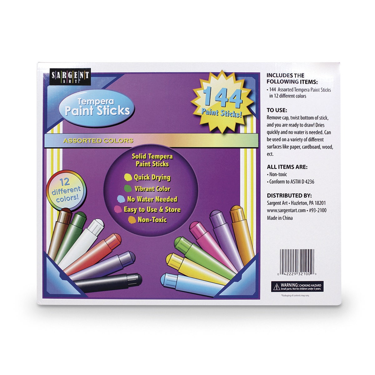 Sargent Art® Tempera Paint Sticks - Set of 144