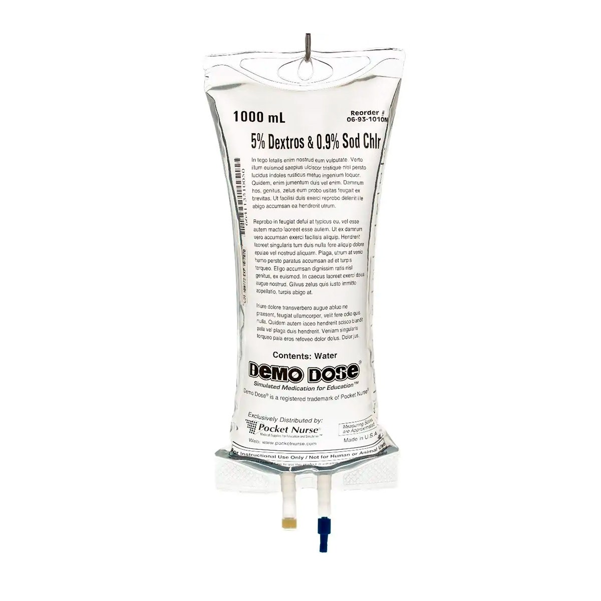 Demo Dose- Simulated IV Fluid - 5% Dextrose and 0.9% NaCl - 1,000 ml ...