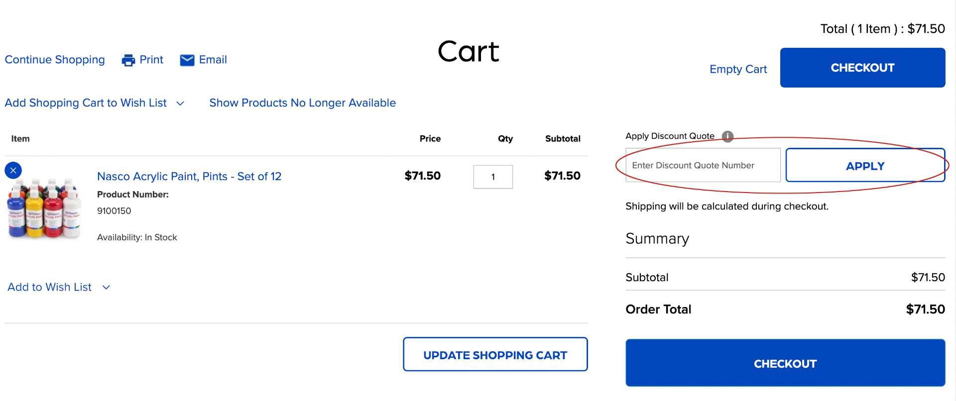 How to use your Nasco Education discount quote number