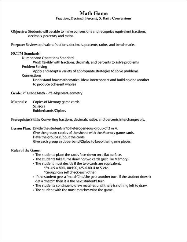 Math Lesson Plans and Activities